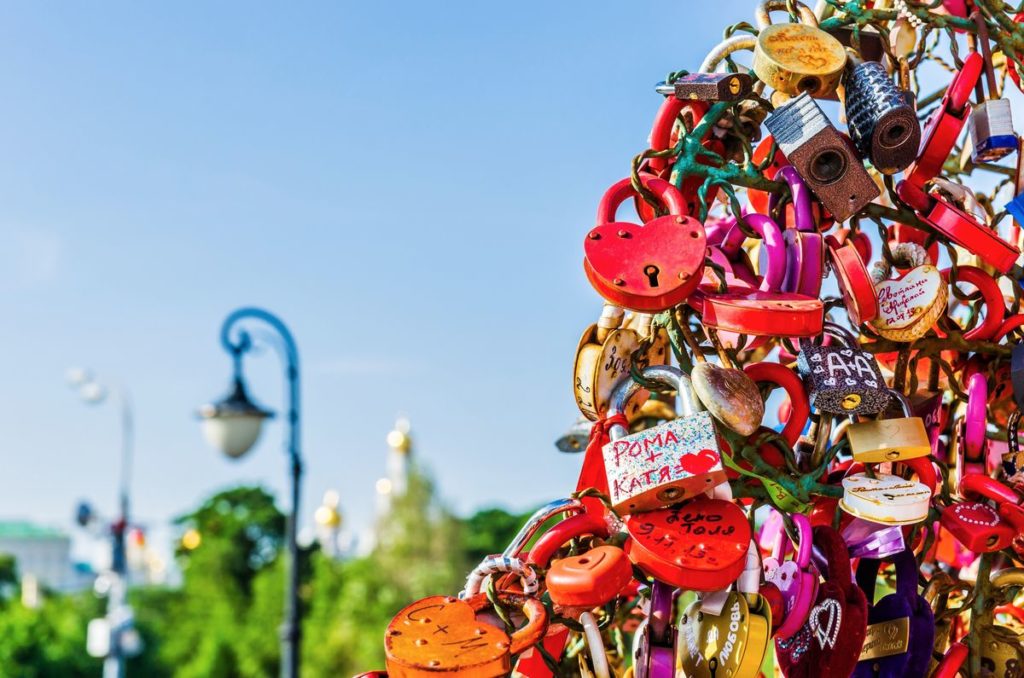 Padlock Trees of Love in Moscow, Russia