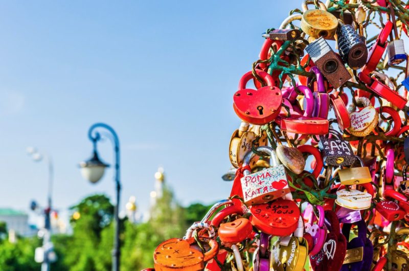 Padlock Trees of Love in Moscow, Russia