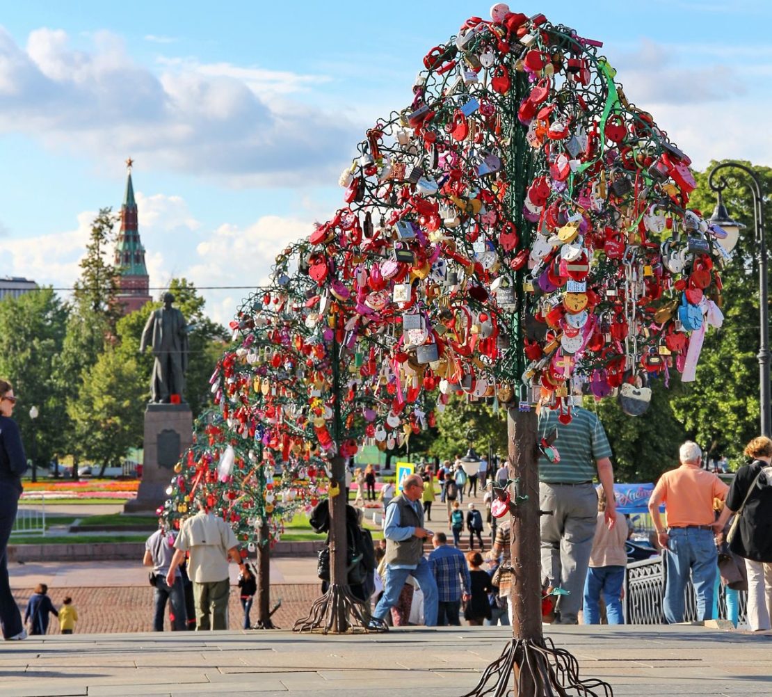 Padlock Trees of Love in Moscow, Russia
