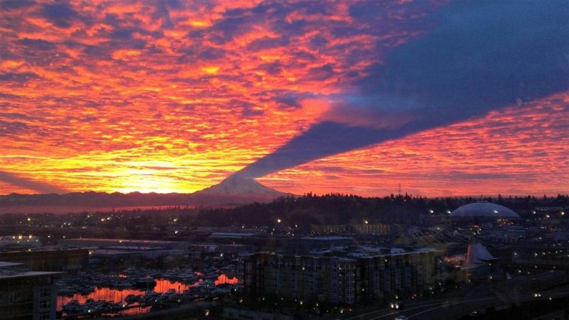 Mount Rainier, A Volcano That Casts Shadows In The Sky