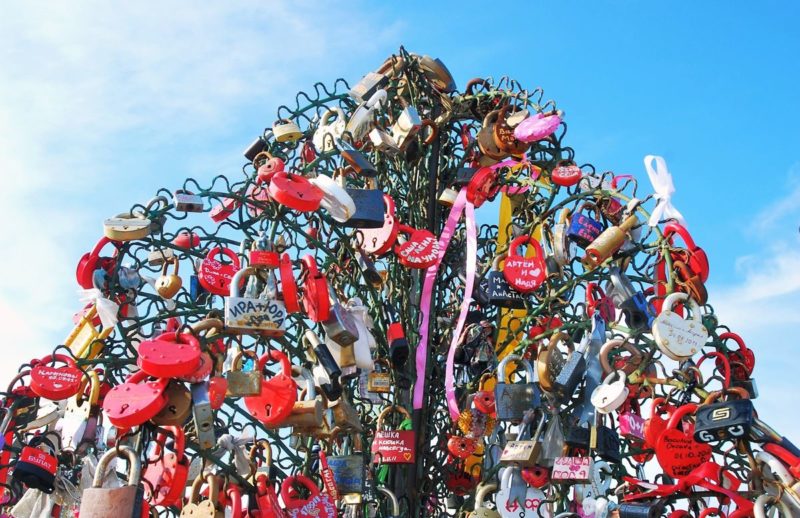 Padlock Trees of Love in Moscow, Russia